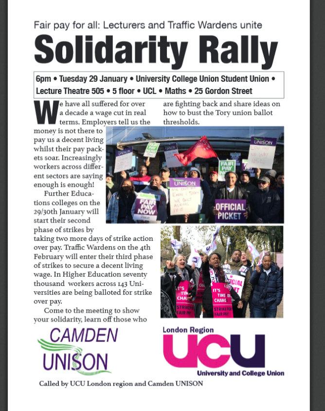 “Lecturers and traffic wardens unite”, solidarity rally after work on ...